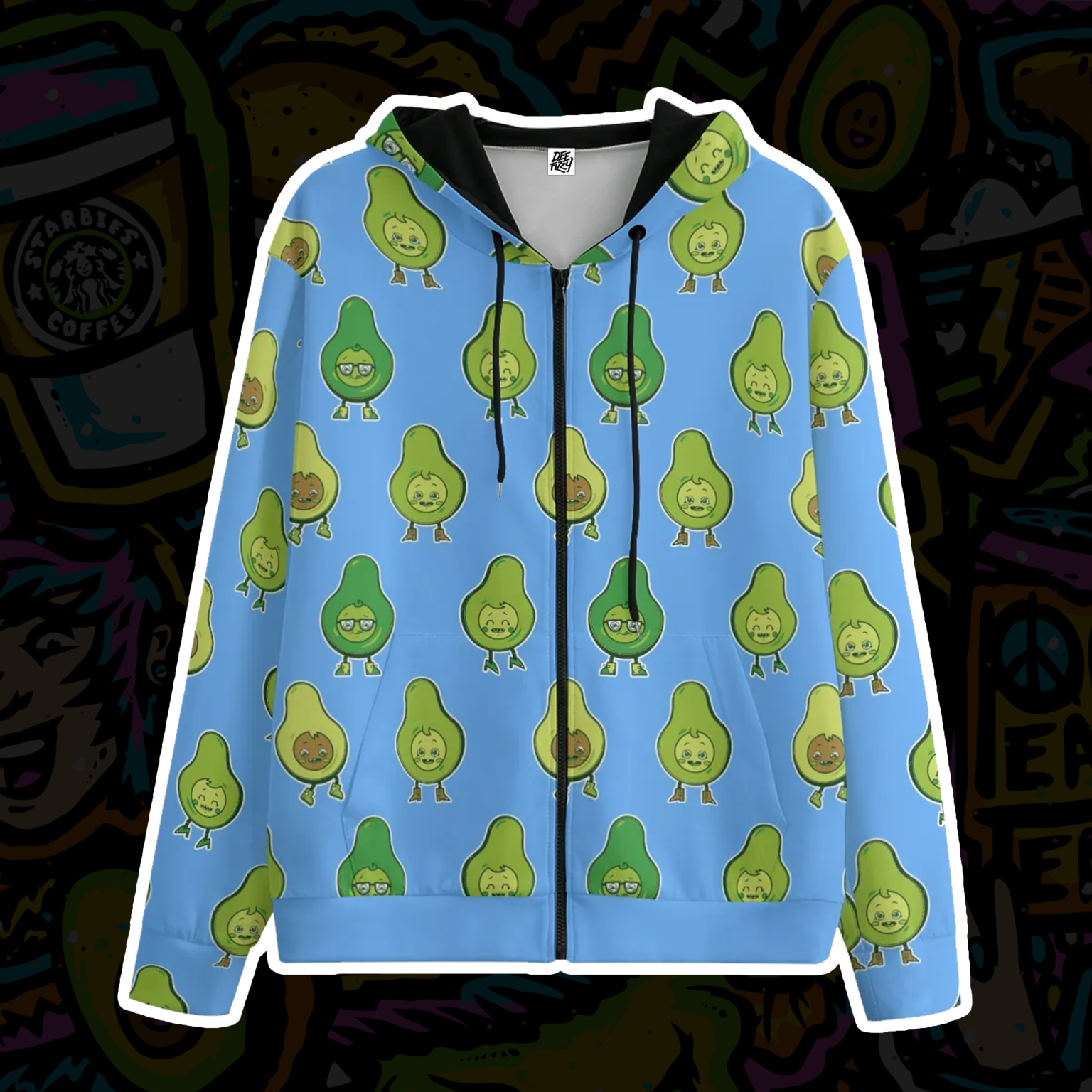 Avocado Zip Up Hoodie – DEEFIZZY